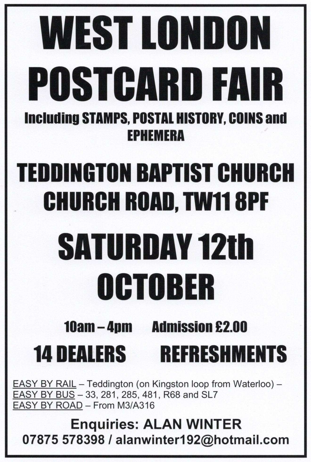 POSTCARD FAIR IN TEDDINGTON - Teddington, Middlesex, UK