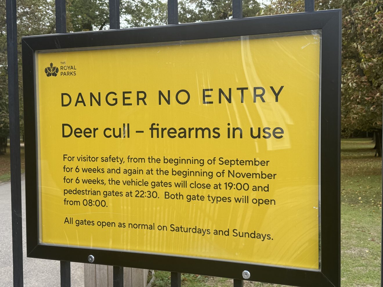 GATE OPENING TIMES AT BUSHY PARK CHANGE BECAUSE OF DEER CULL ...